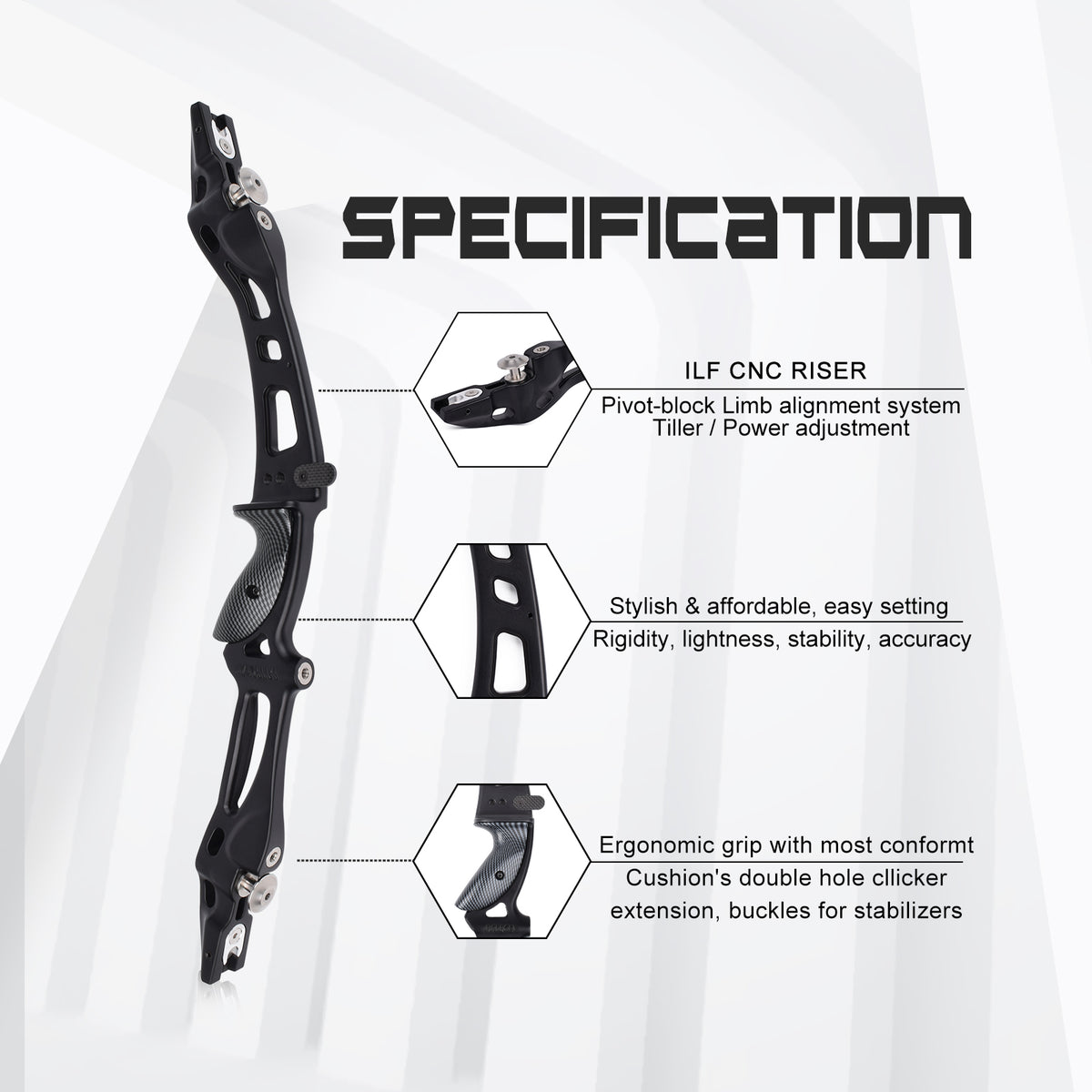 ET-8 WARPATH 25" ILF Aluminum Archery Riser RH/LH