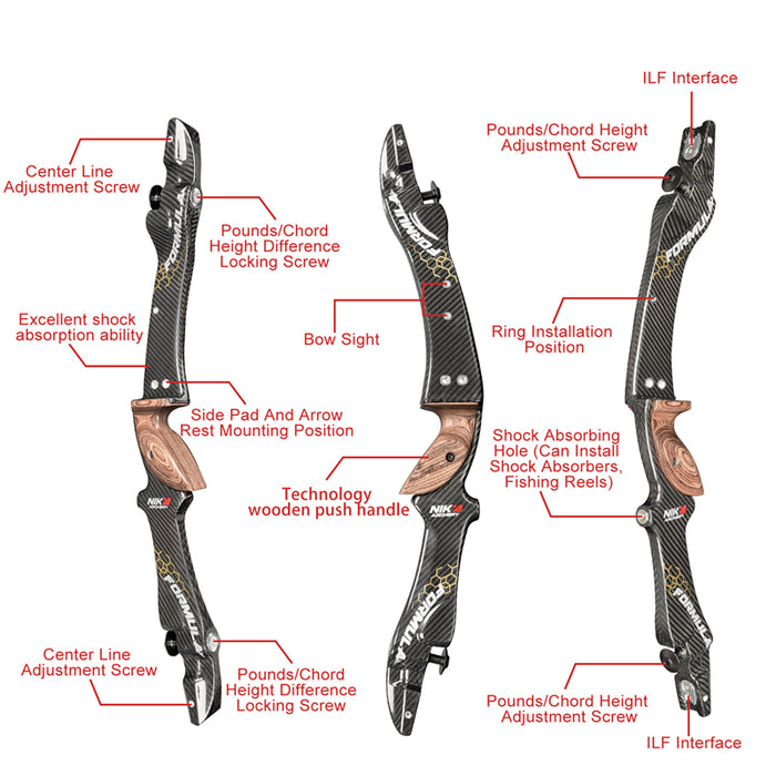 ET-9 FORMULA 25inches Carbon Fiber ILF Riser Recurve Bow RH